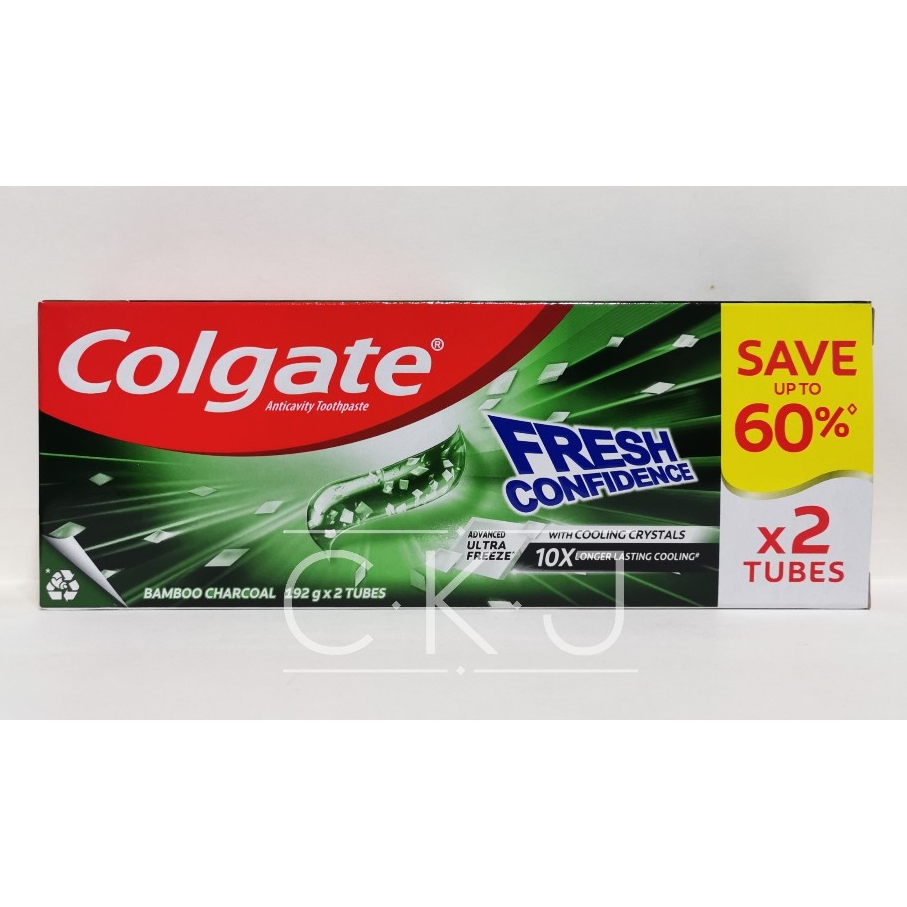 Colgate Fresh Confidence Bamboo Charcoal Toothpaste 2 x 192g VALUE PACK ...