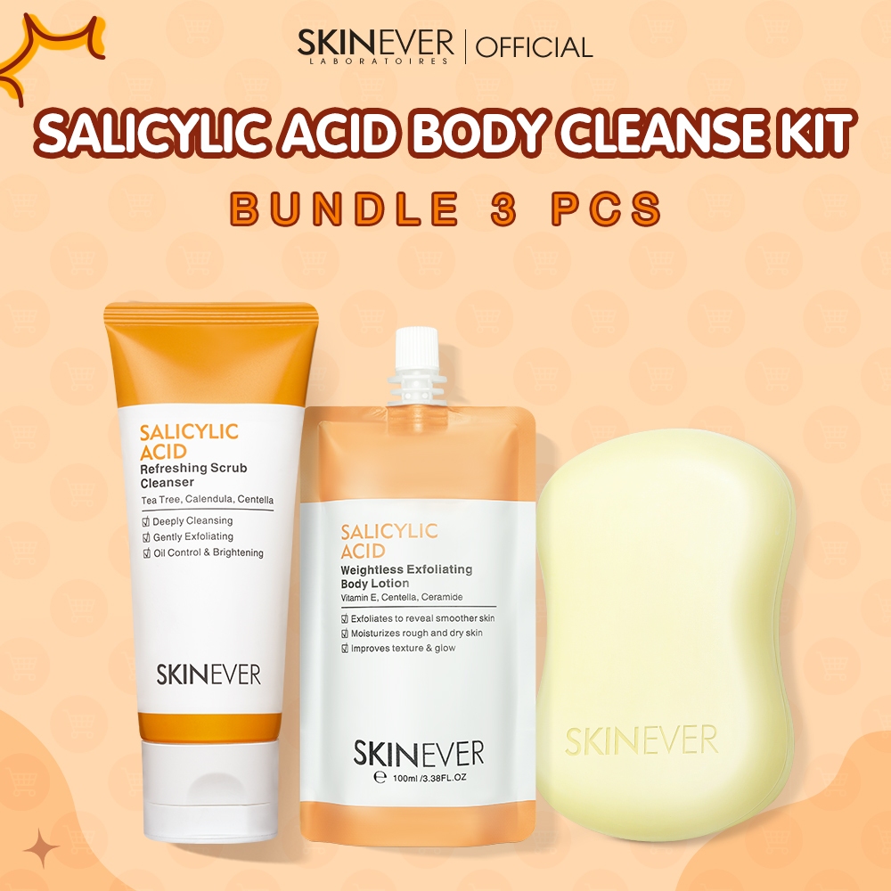 SKINEVER Salicylic Acid Exfoliating Cleanser Body Lotion and Soap ...