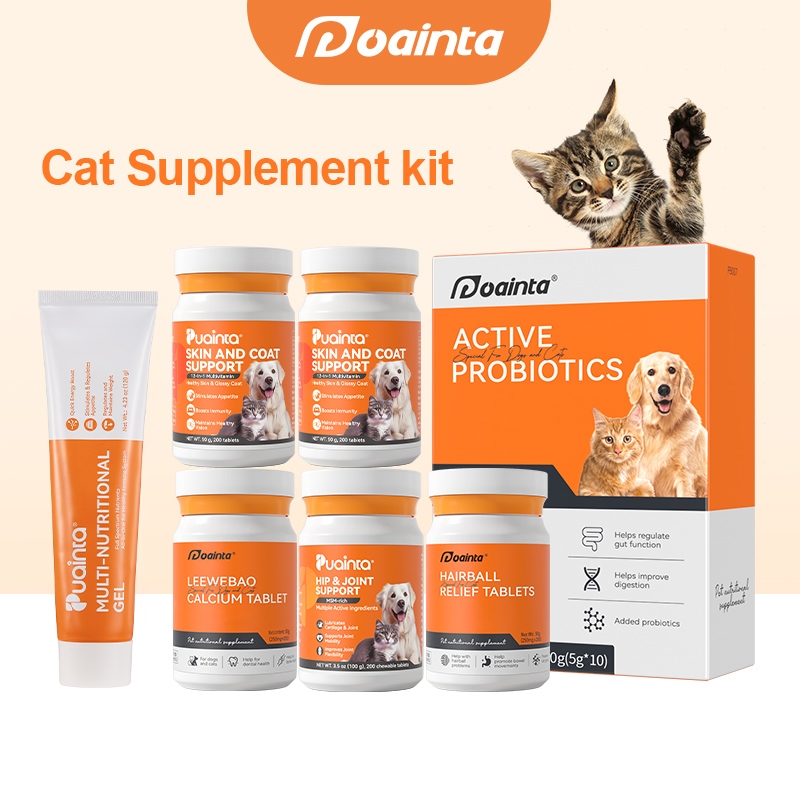 PUAINTA Cat Supplement Set Cat Hair Loss Gain Weight Improve Immune ...