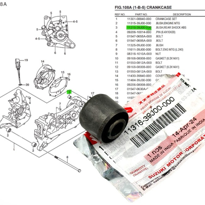 SGP BUSHING, REAR SHOCK BURGMAN 125 11316-39J00-000 (Sold Per Piece ...