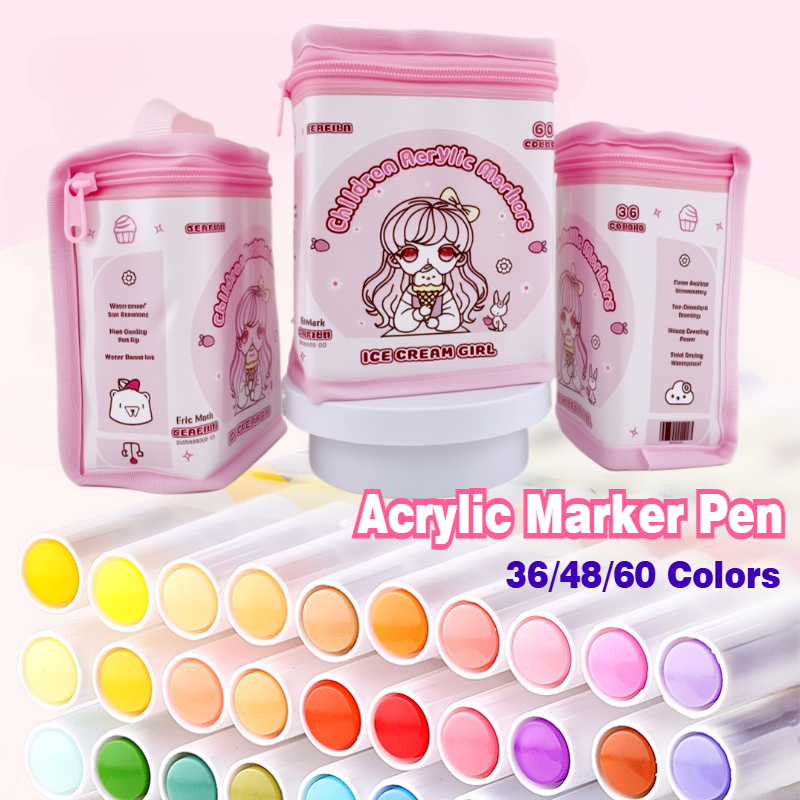 36/48/60 Colors Acrylic Marker Pen Aqueous Paint Marker For Kids DIY ...