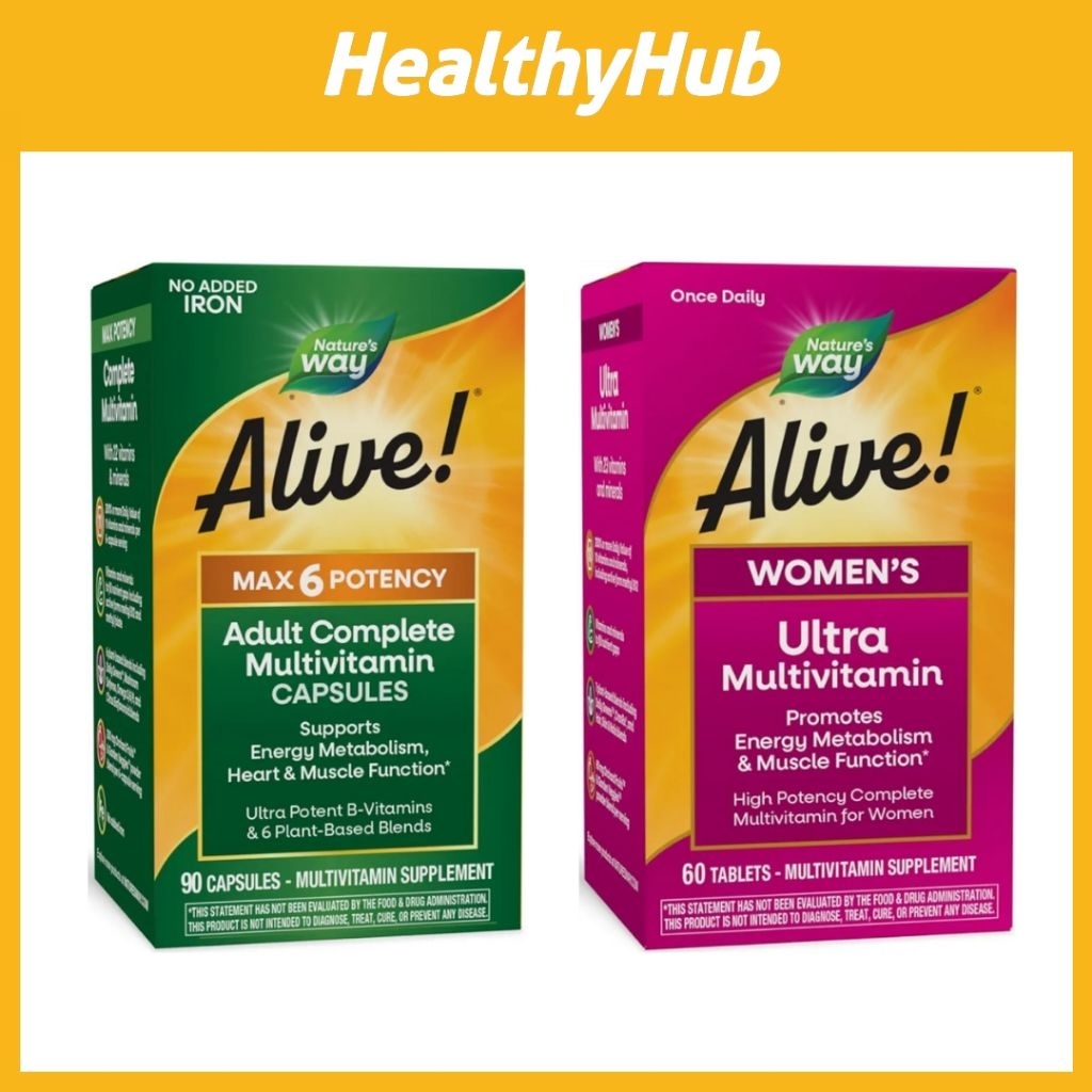 Nature's Way Alive! Max 6 Potency Multivitamin, Alive Women's Ultra ...