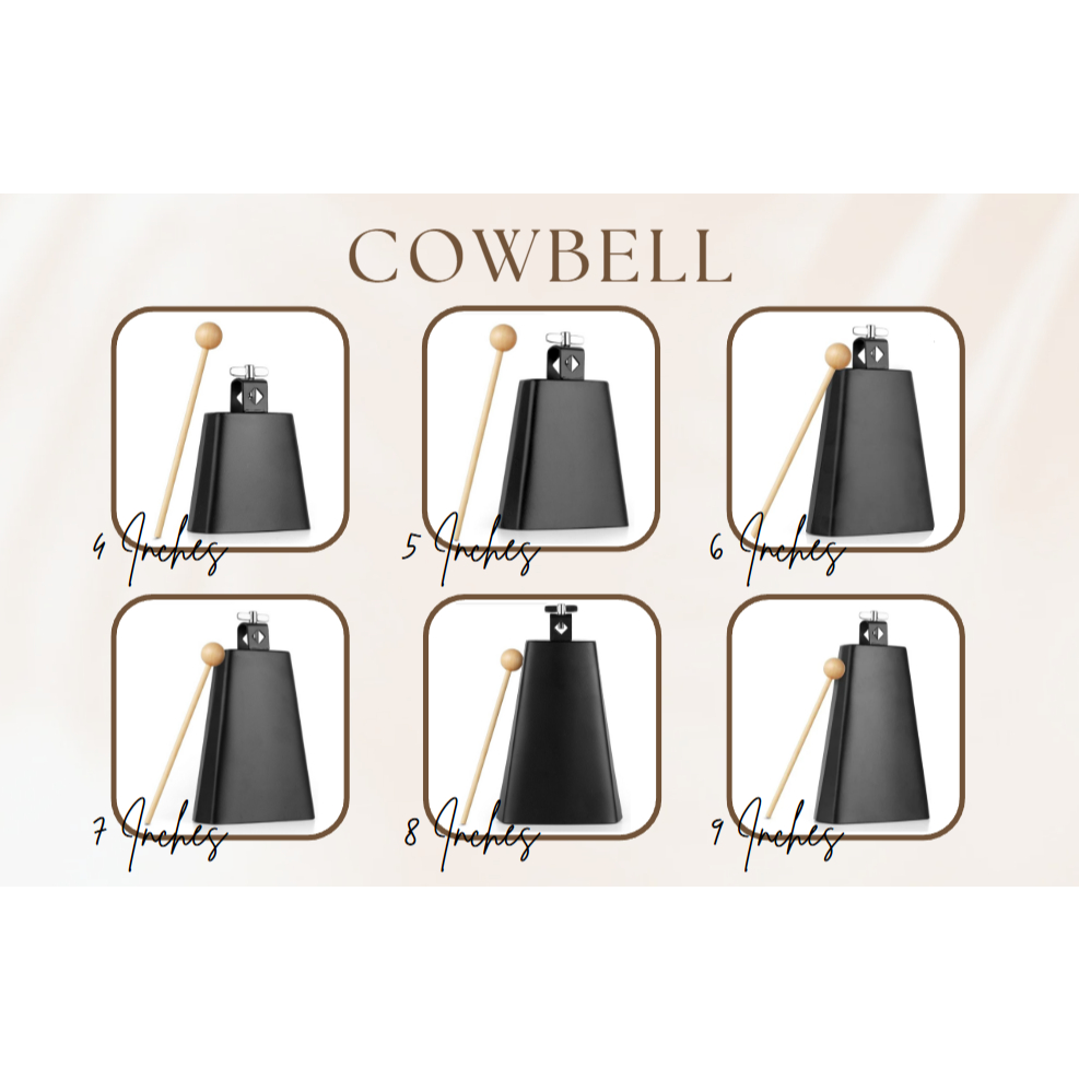 BLACK Metal Steel Cowbells Noise Makers Hand Percussion Cowbell with ...