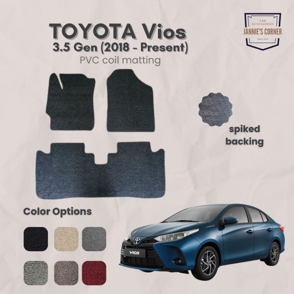 Toyota Vios 3.5 Gen 2018 - Present Spaghetti Car Mat (Spiked Back ...