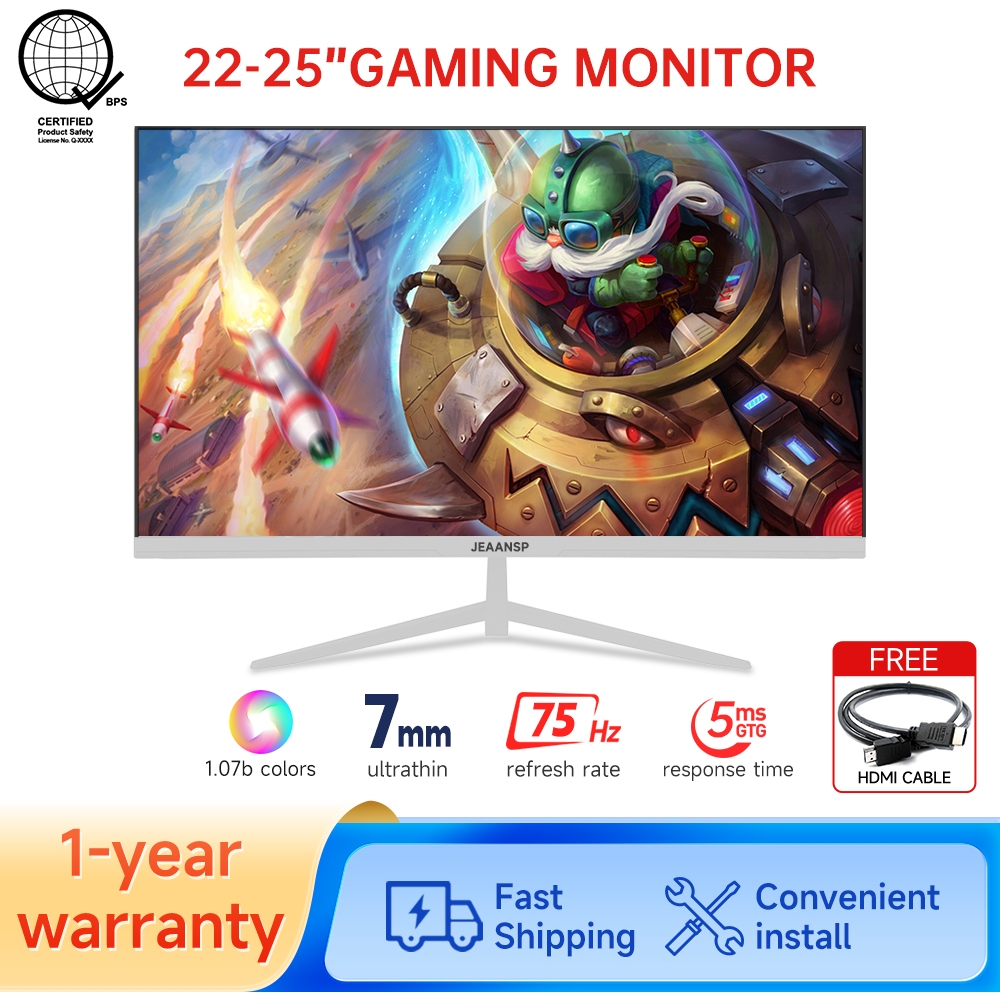JEAANSP PC Monitor IPS 19/22/24/25 inches Murch Flat Screen 5ms 7mm ...