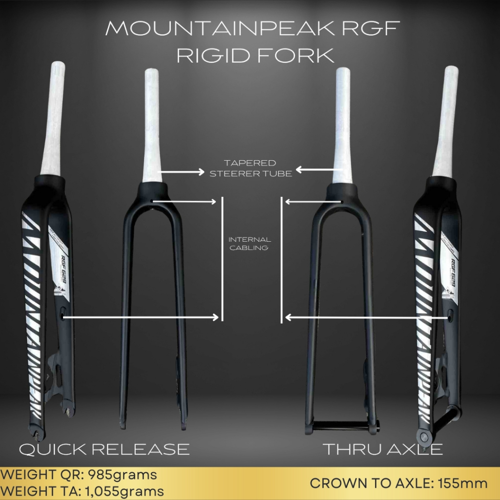 MOUNTAINPEAK RGF RIGID FORK THRU AXLE & QUICK RELEASE TAPERED INTERNAL ...