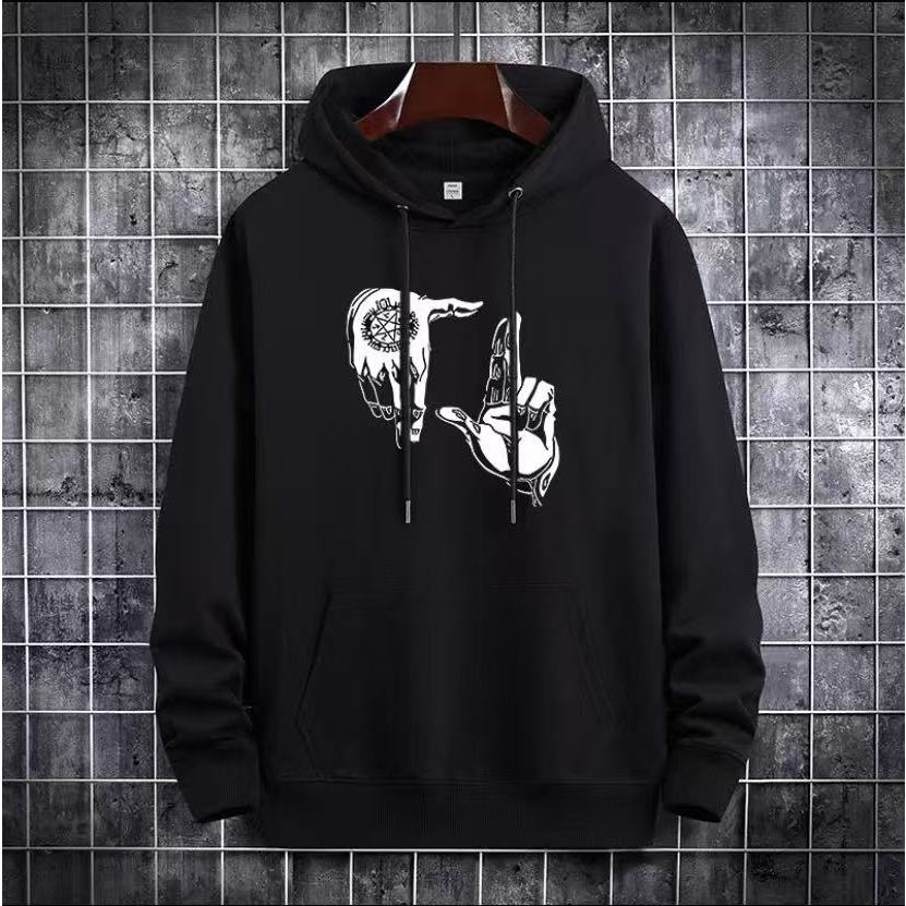 Hoodie Jacket Without Zipper Hand Sign Printed Design Men Women High ...