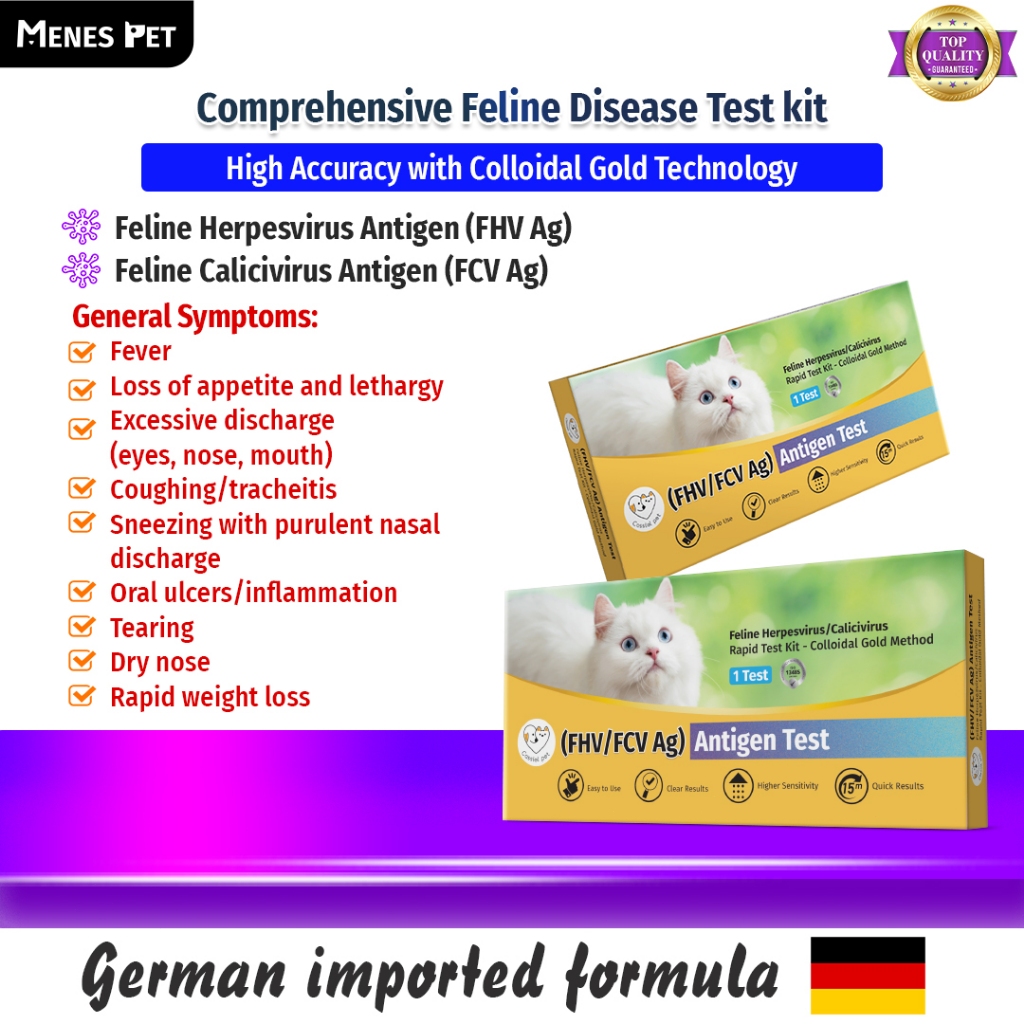 Cassiel Pet 2 In 1 FHV & FCV Virus Test Kit For Runny Nose Cloudy Eyes ...