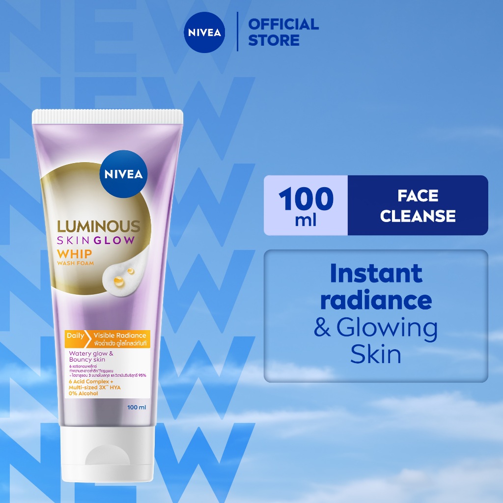 NIVEA Face Cleanse Luminous Skin Glow Whip Foam for instant radiance ...