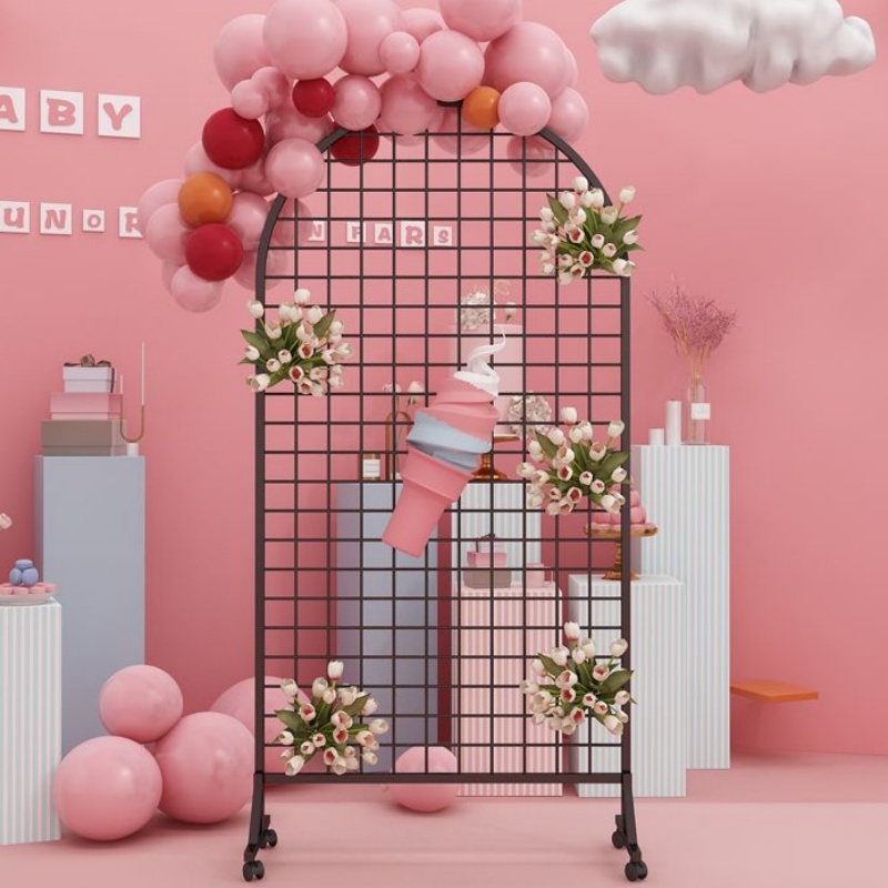 Semi-circular vertical background wall grid display stand for weddings ...