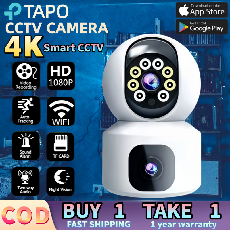 TP TAPO CCTV Camera With Voice WIFI Connect To Cellphone Dual Lens 4K ...