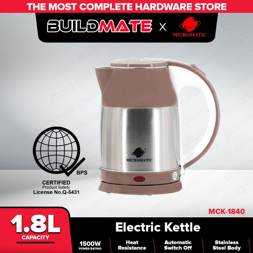 MICROMATIC 1.8L Stainless Electric Cordless Kettle [RANDOM COLOR] Water ...