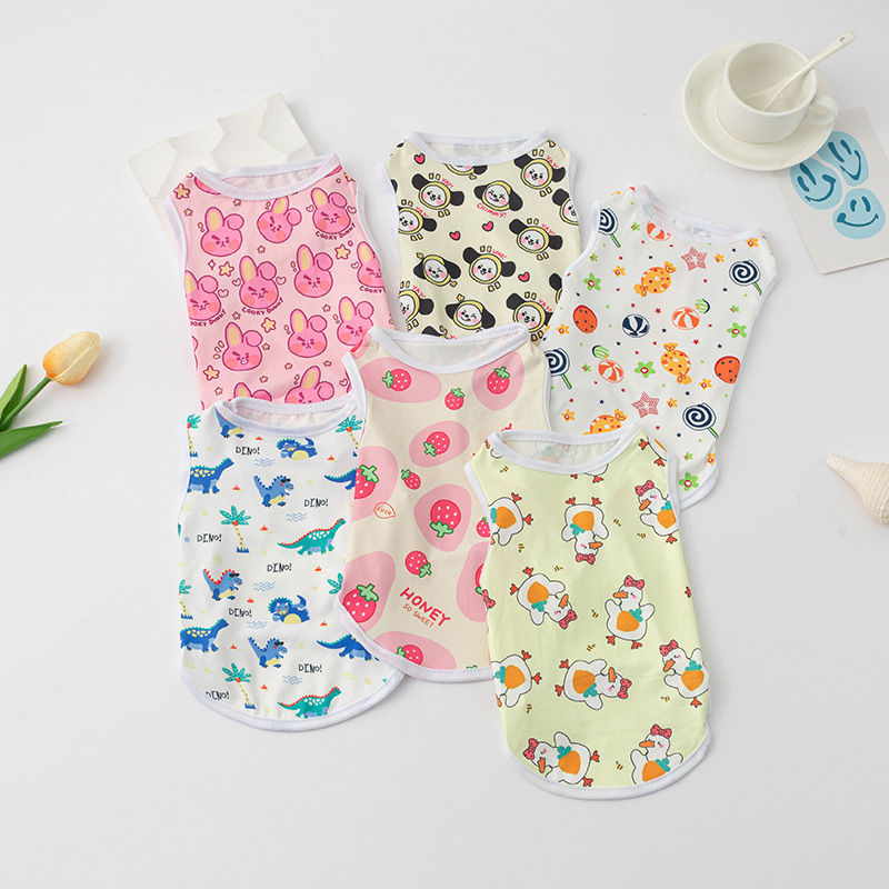 Cute Printed Dog Clothes for Shih Tzu Cartoon Pet Vest Summer Cat ...