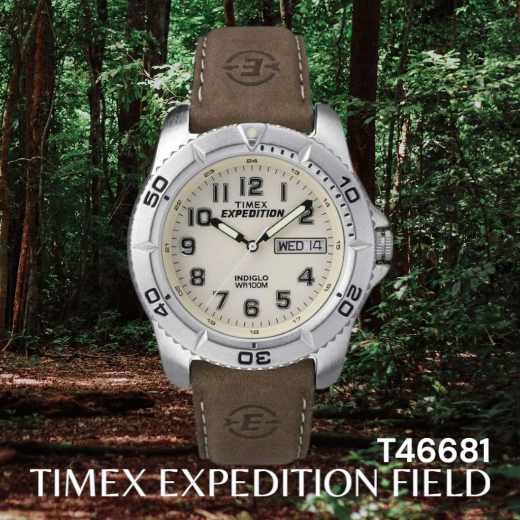 TIMEX EXPEDITION FIELD Rugged Metal Brown Leather Men's Watch, T46681 ...
