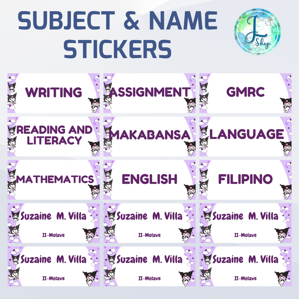 PERSONALIZED SUBJECT & NAME STICKER FOR NOTEBOOK& BOOKS | Shopee ...