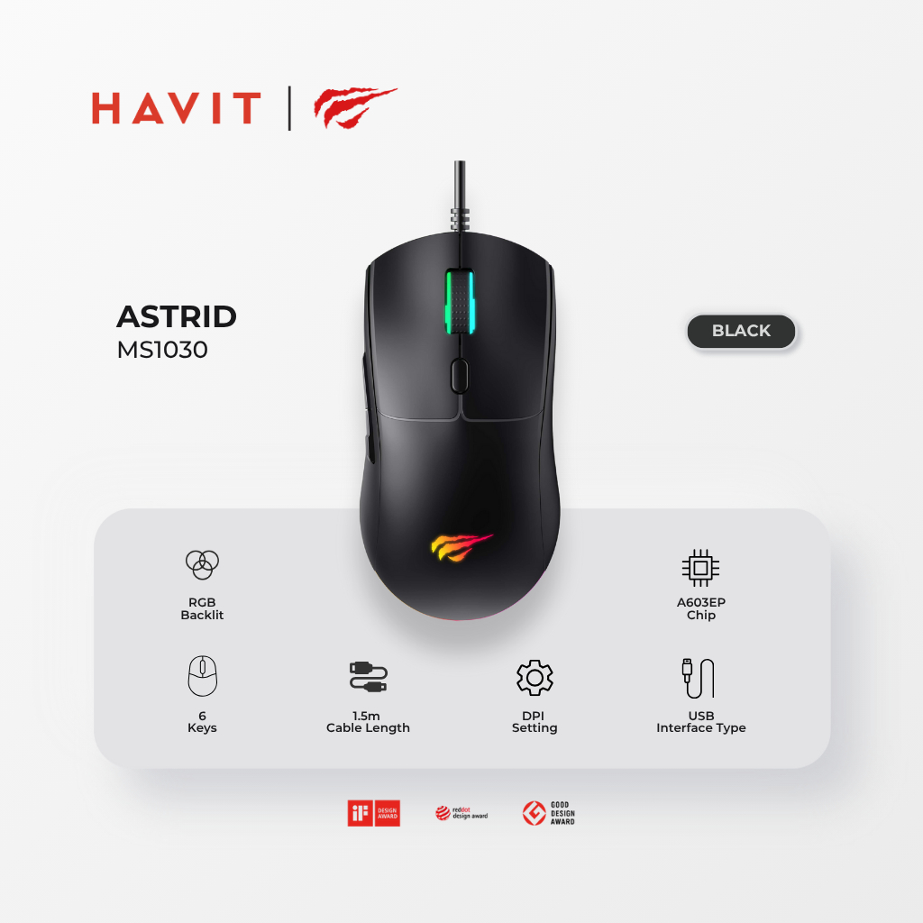 Havit Astrid MS1030 || RGB Backlit Gaming Mouse || Black | Shopee ...
