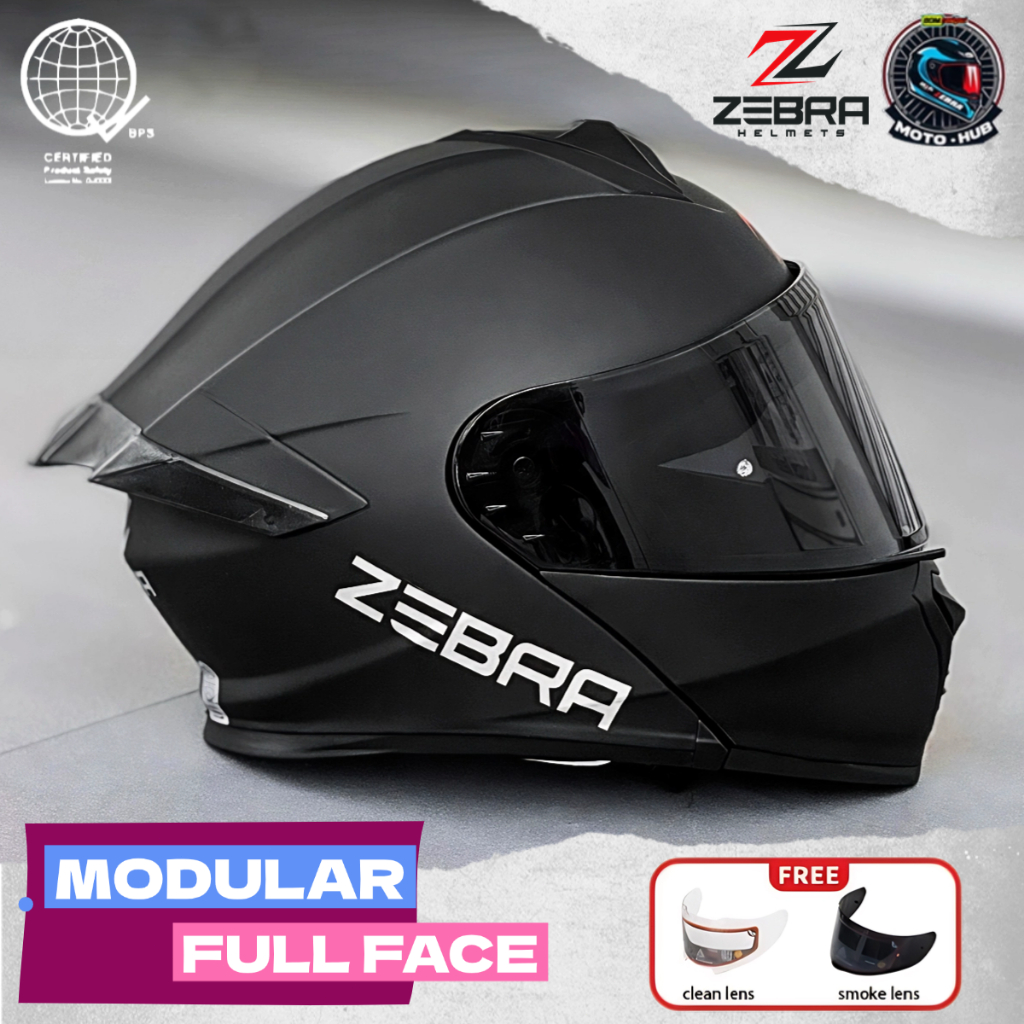 𝗕𝗣𝗦 ZEBRA A113 Ritzy Modular Helmet Full Face Motorcycle Helmet For Men ...