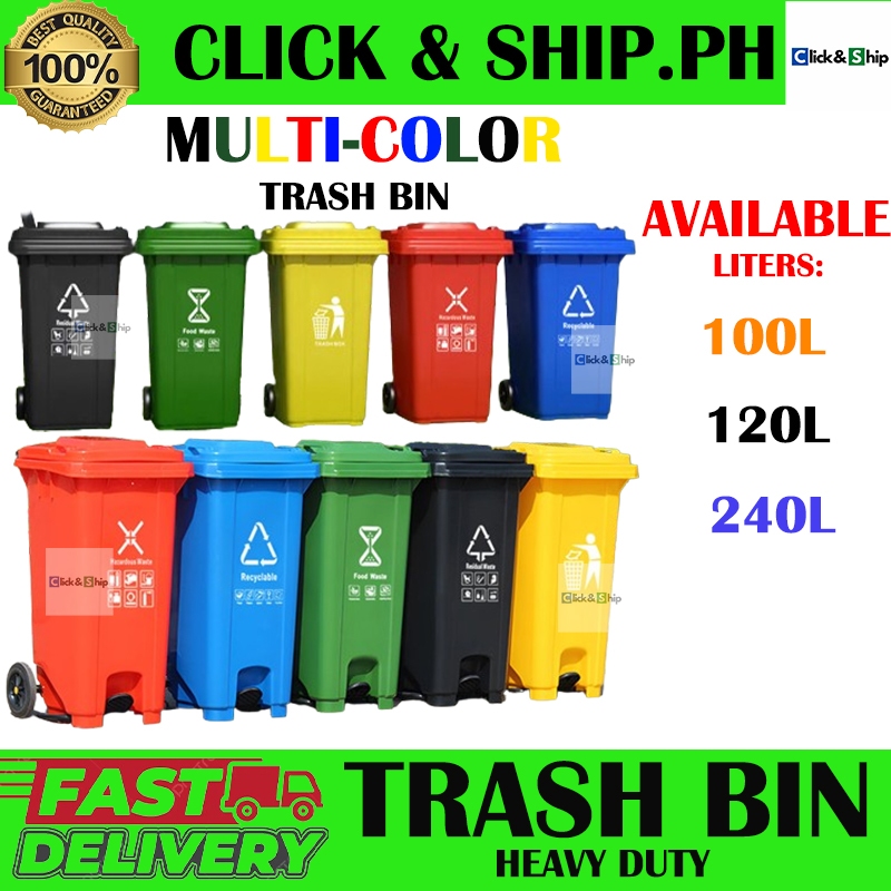 MULTI-COLOR TRASH BIN, HEAVY DUTY TRASH BIN 100L, 120L, 240L ...