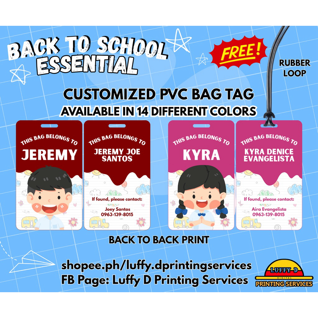 CUSTOMIZED PVC BAG TAG/LUGGAGE BAG with FREE Rubber Loop (ATM Size ...