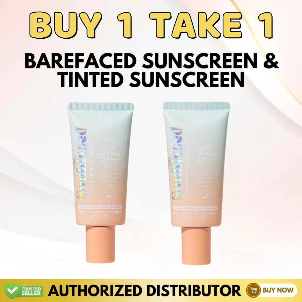 2PCS BAREFACED Sunkissed llluminating Sunscreen Sunblock Cream Collagen ...