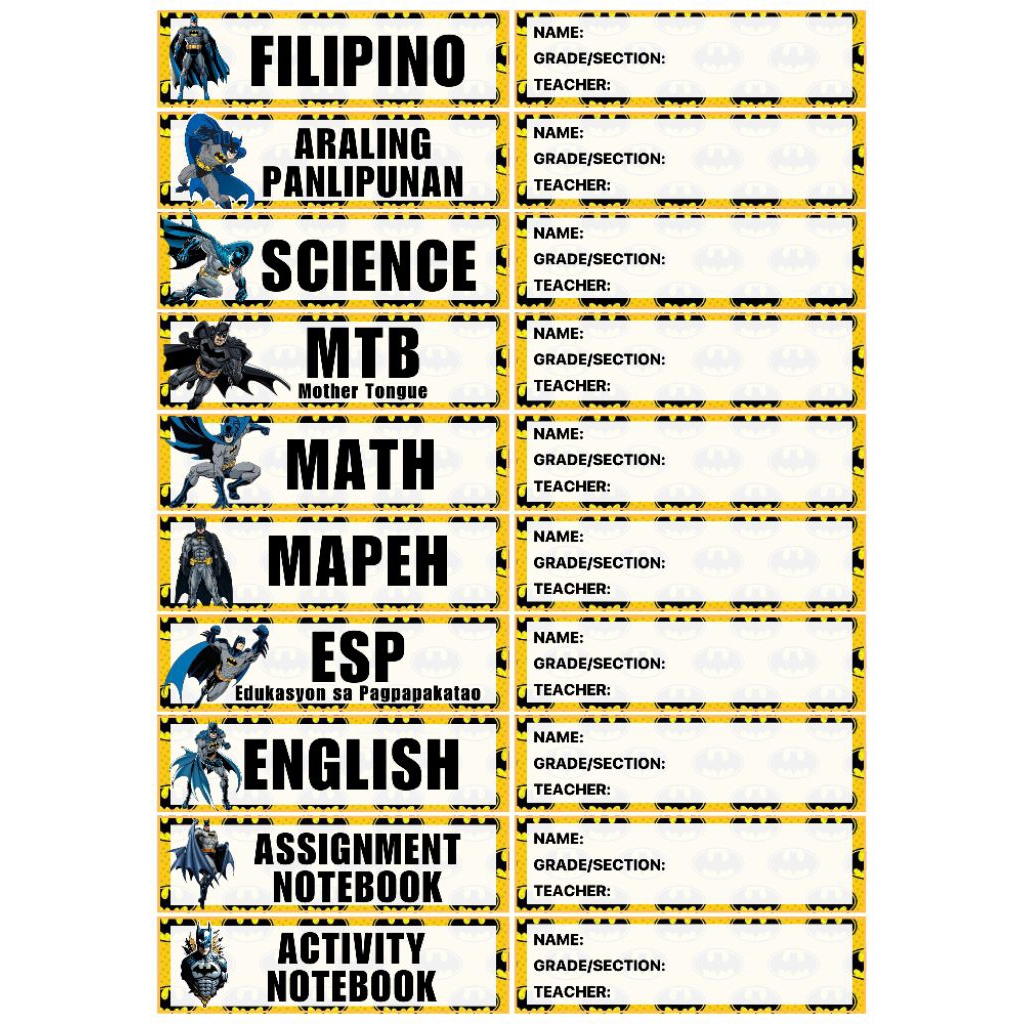 Subject Label Editable A4 size. Photo Sticker | Shopee Philippines