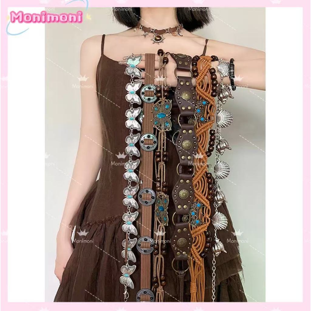 Bohemian style y2k Metal butterfly belt female Decorate with skirt ...