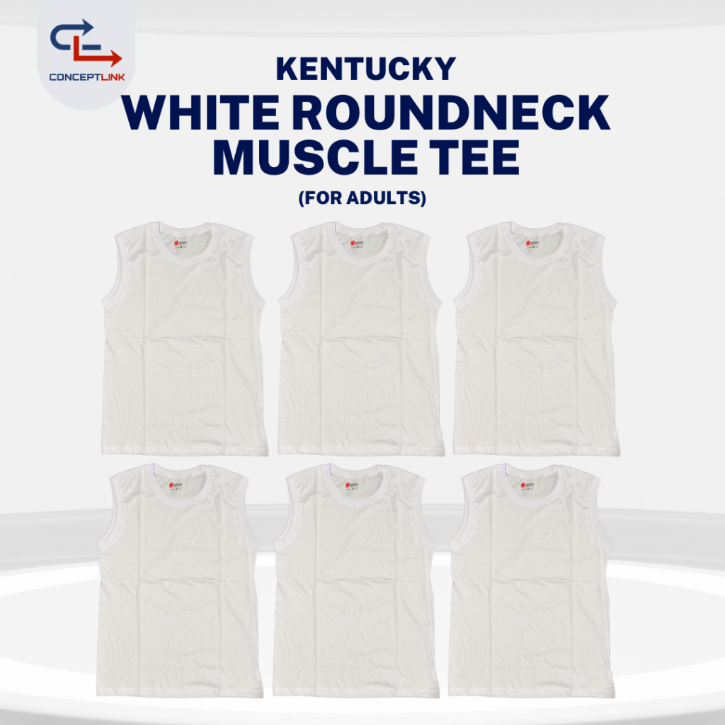 [Wholesale] 6pcs Kentucky White Sleeveless Round Neck Muscle Cut Sando ...