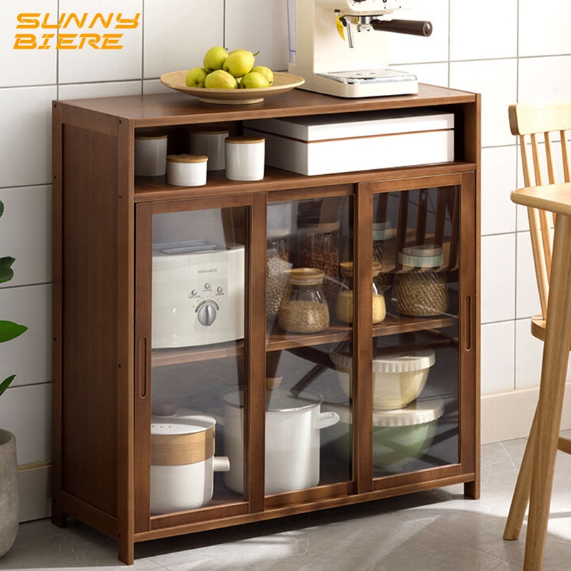 SUNNY BIERE Kitchen Sideboard Cabinet Bamboo 3/4Doors Kitchen Acrylic ...