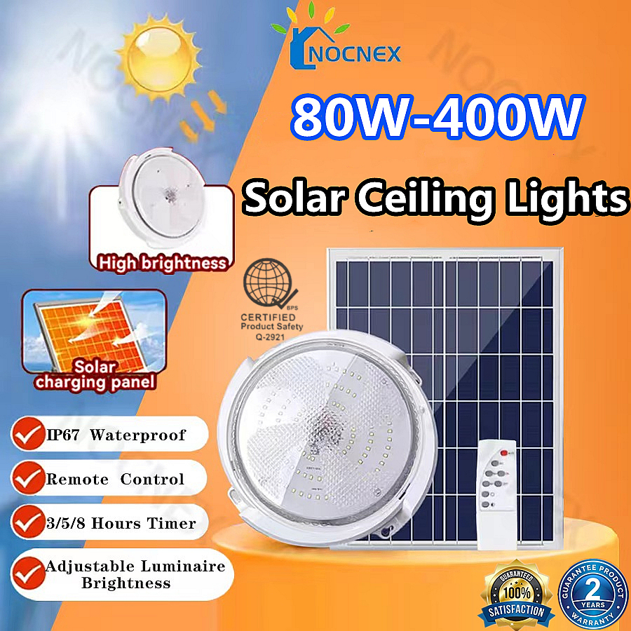 Smart Solar Ceiling Lights LED IP65 Waterproof Solar Light With Remote ...