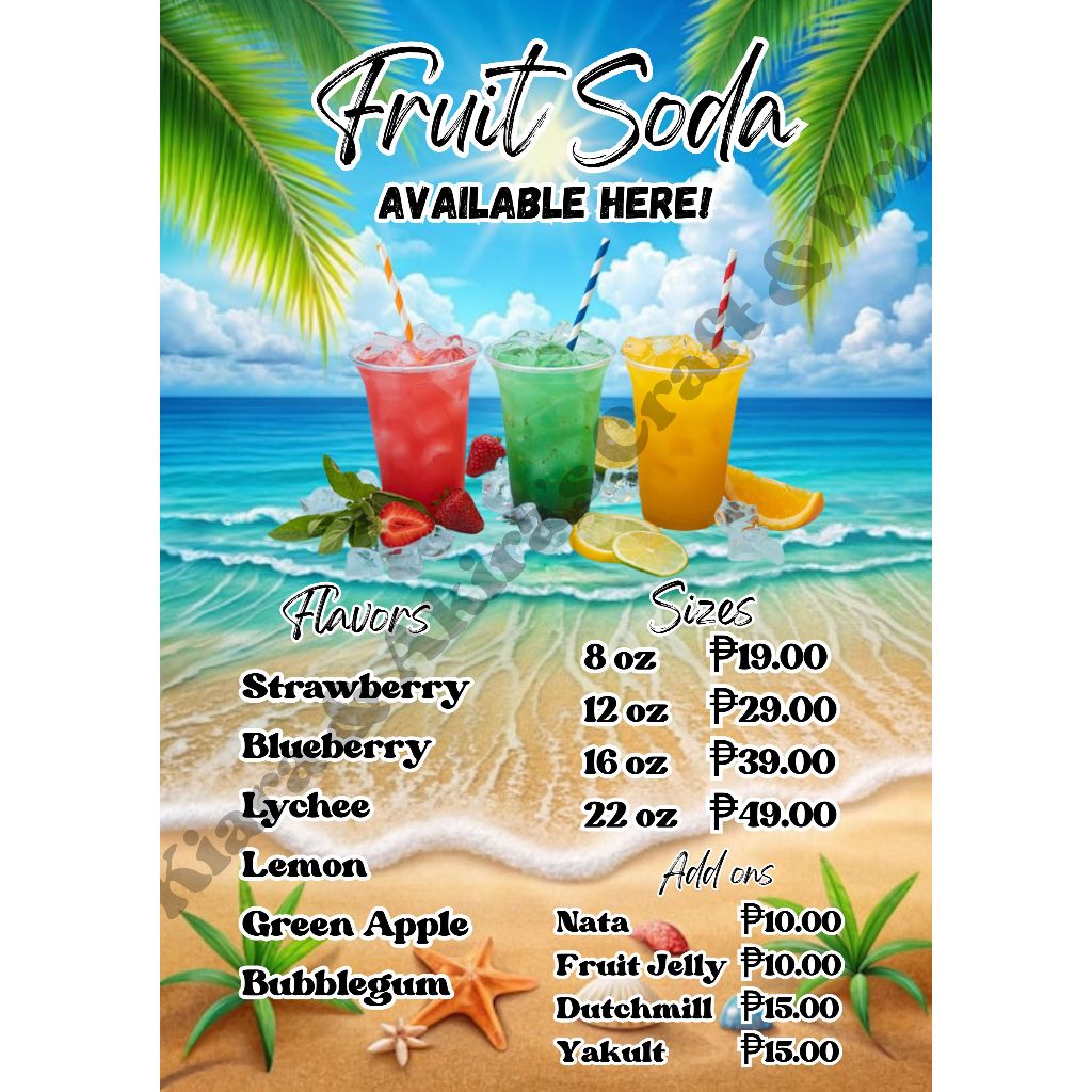 FRUIT SODA Signage | LAMINATED or SINTRA BOARD Signage | Waterproof ...