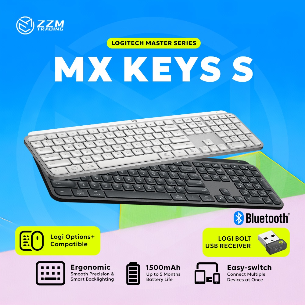 Logitech MX Keys S Wireless Keyboard - Bluetooth & Logi Bolt Multi ...