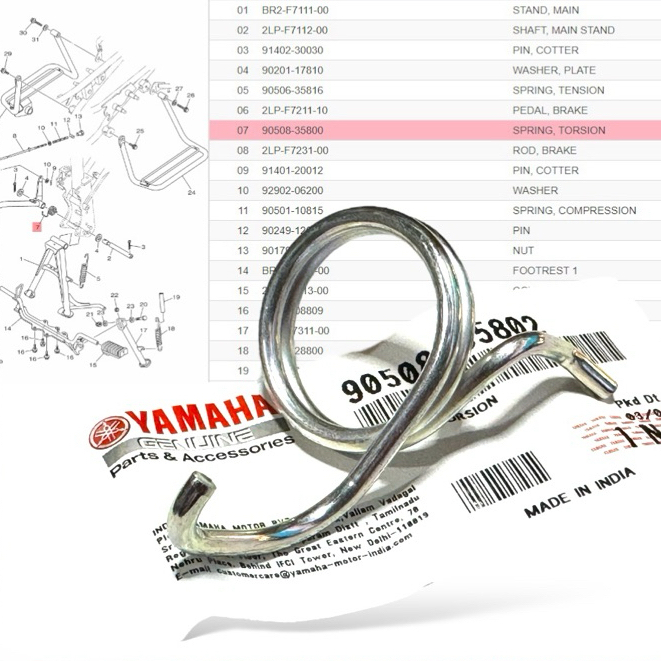 SPRING, TORSION (Brake Pedal Spring) YTX 125 90508-35802 YAMAHA GENUINE ...