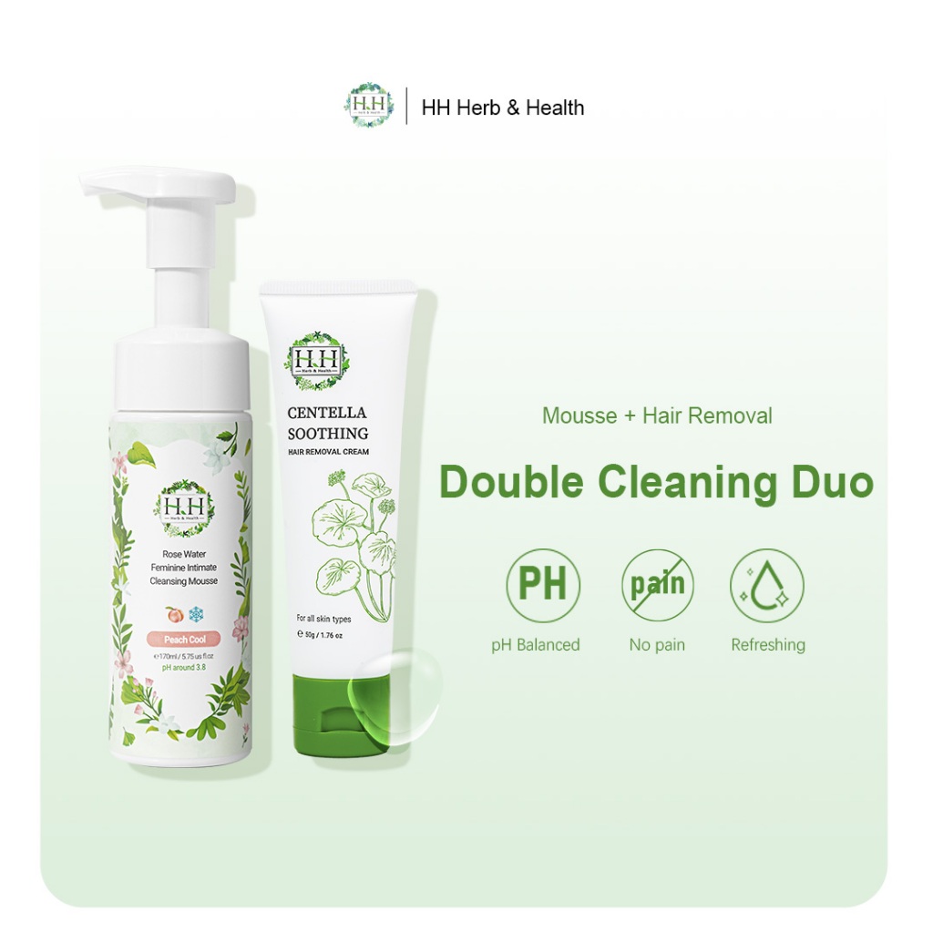 HH Rose Water Feminine Mousse (170ml) + HH Centella Soothing Hair ...