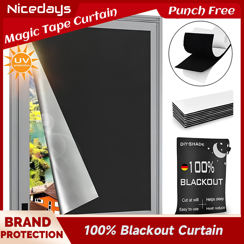 100% Blackout Curtain Plain Blackout Curtain For Window Shading Sticker ...