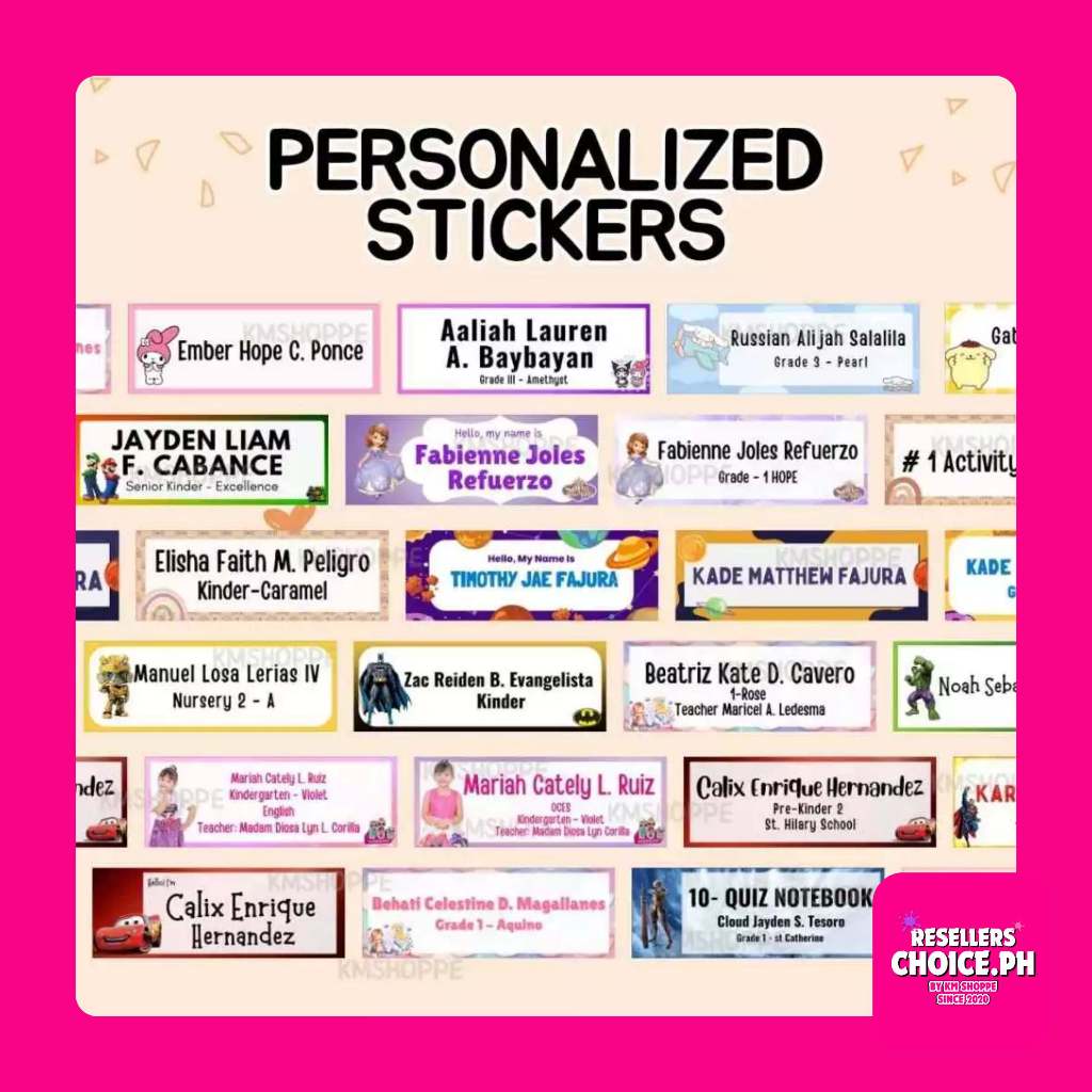 KM SHOP – Personalized Stickers for Names/Labels (PM Before Ordering ...