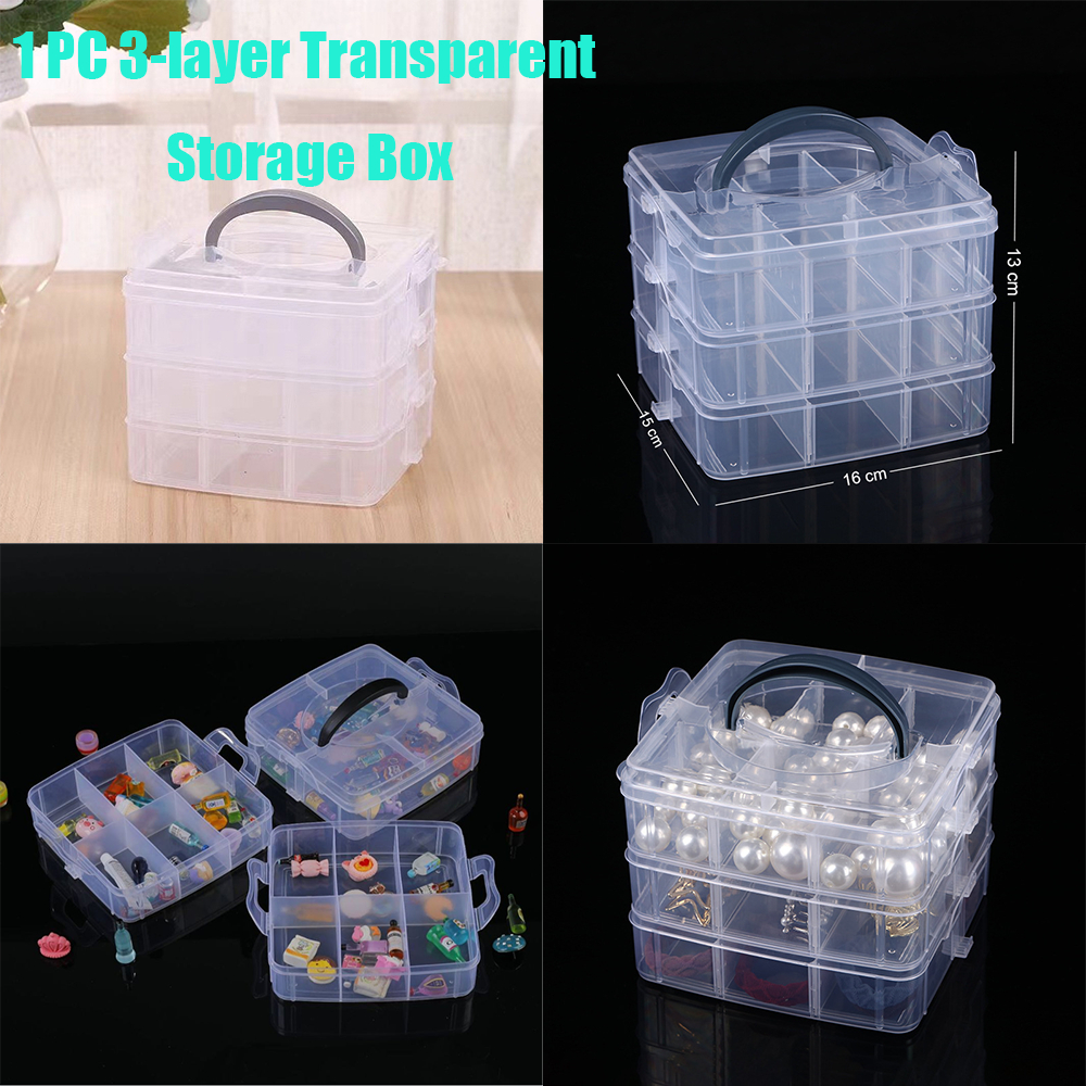 1 Pc 3-layer Plastic Transparent Storage Box Organizer Make Up Desktop ...
