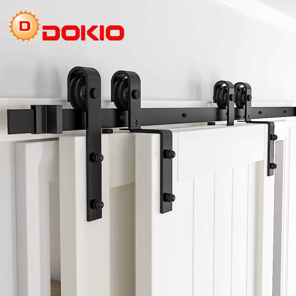 DOKIO 5-12FT Double Track Bypass Sliding Barn Door Hardware Kit Double ...
