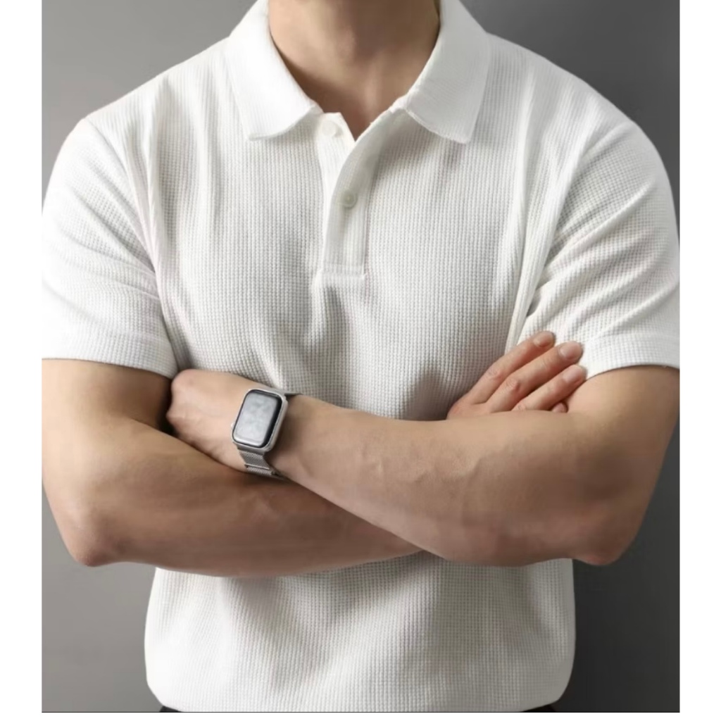 Simple polo shirt waffle fabric men's/women's clothing suit polo shirt ...