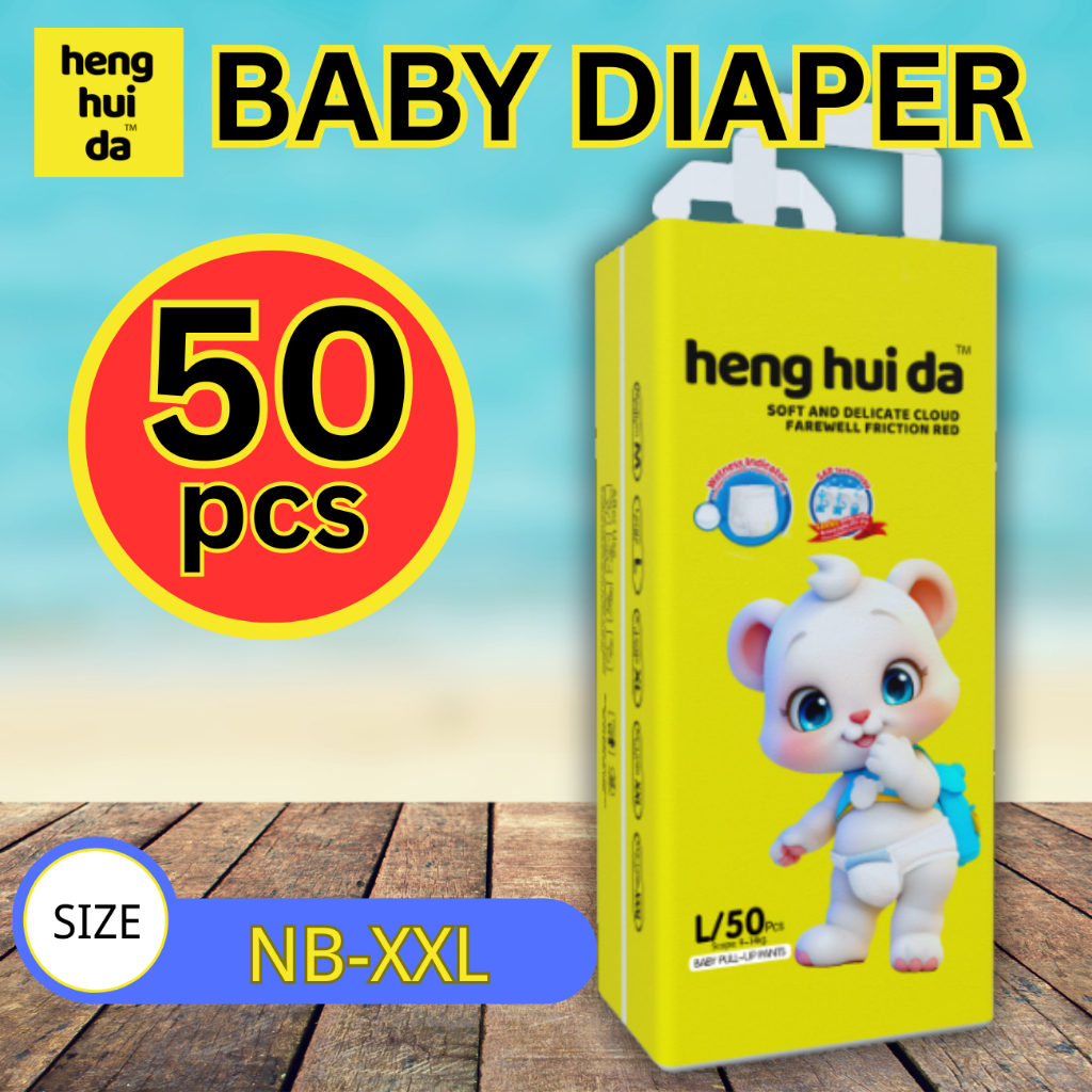 50PCS HENGHUIDA Breathable BABY Disposable DIAPER NB S M L XL XXL Magic Tape and Pull-ups/Pants ...