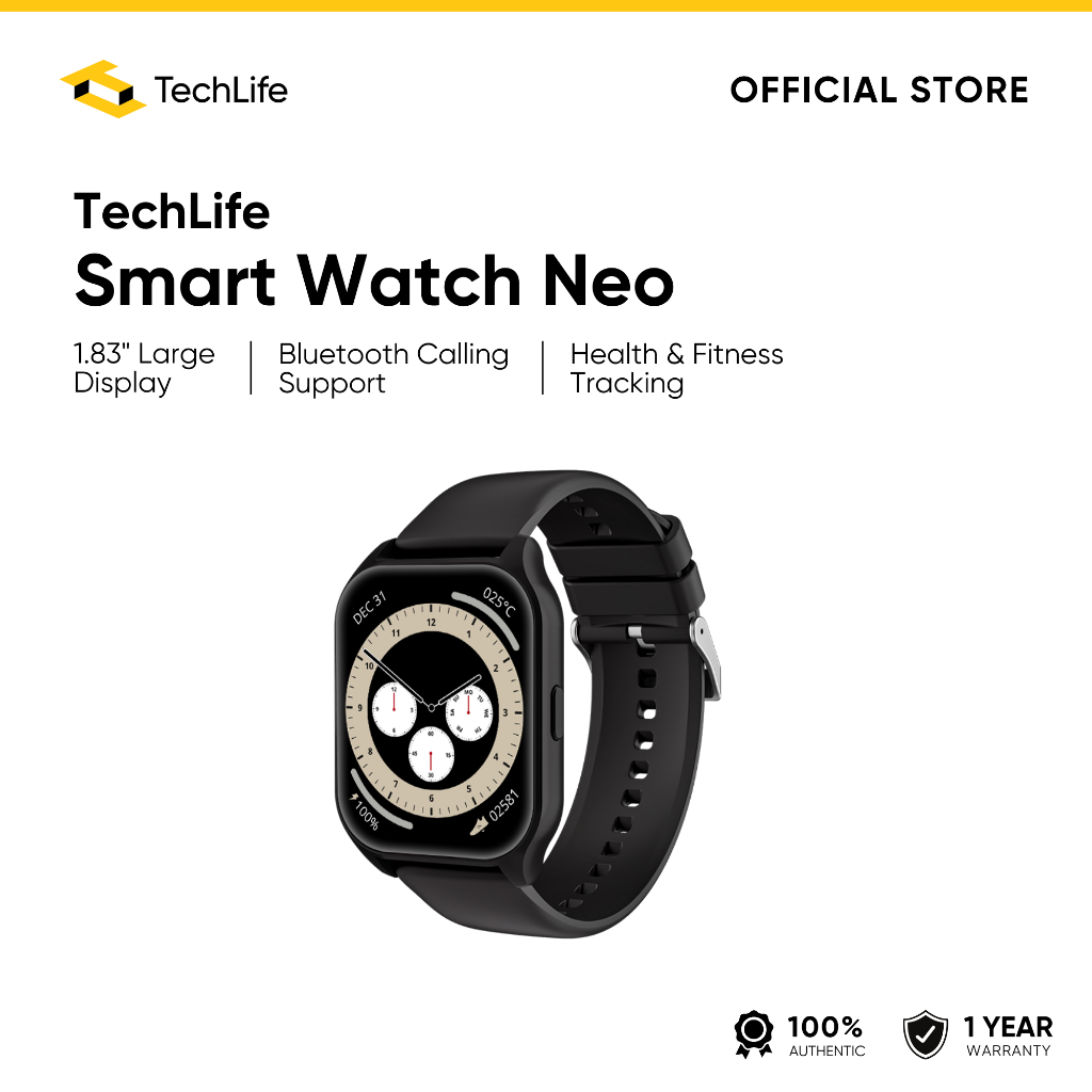 TechLife Smart Watch Neo l Bluetooth Calling Support l Health Tracking ...