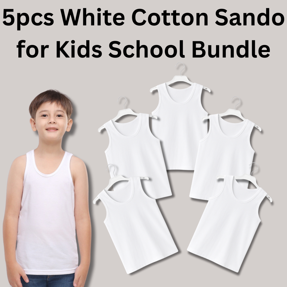 Sando for kids set 5 pcs 1-10 years School bundle inner shirt for kids ...