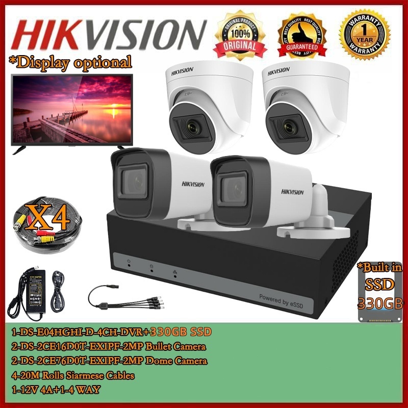 Hikvision 2MP CCTV Camera Package 4/8CH DVR Built-in SSD 1080P CCTV ...