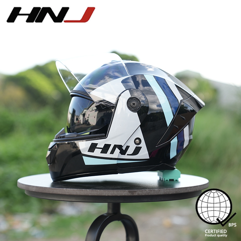 HNJ A4-001 MD modular full face helmet motorcycle dual visor with icc ...
