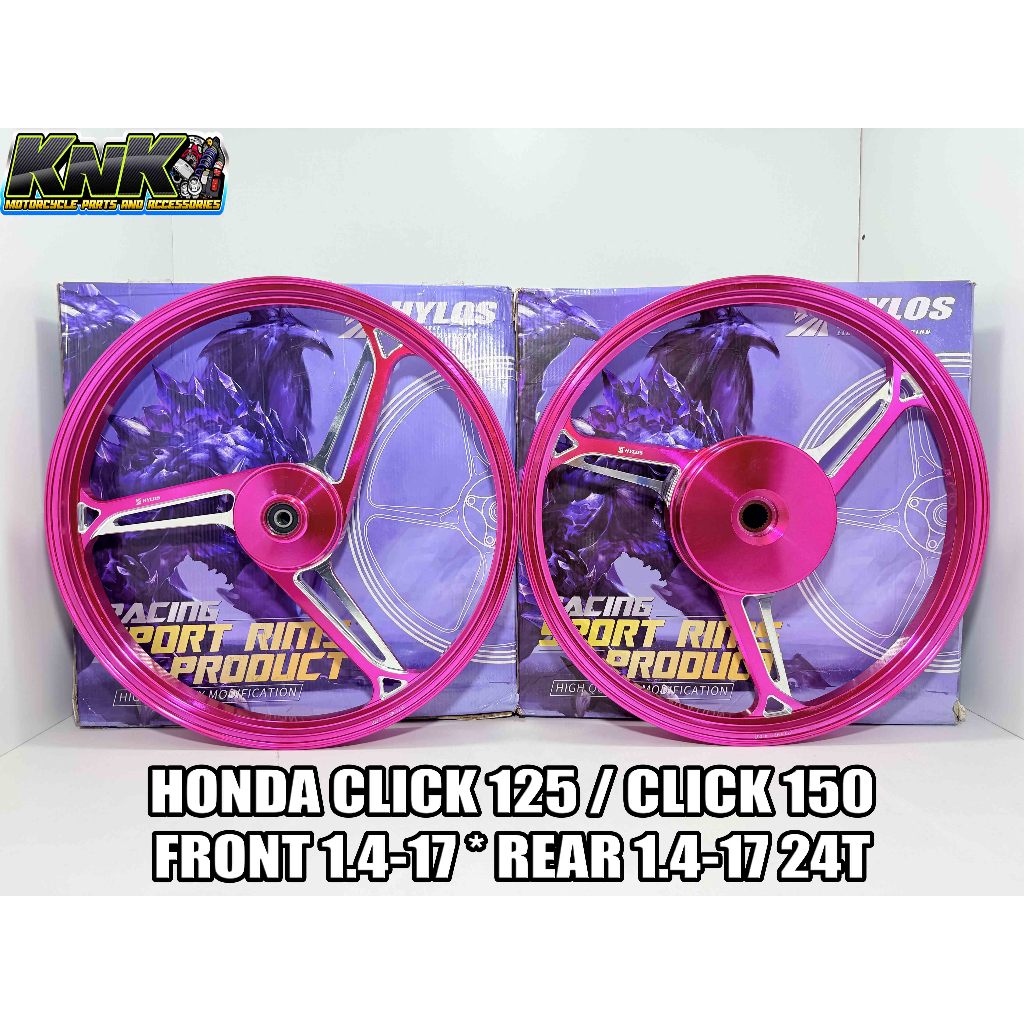 HYLOS CNC MAGS 17s 3 SPOKES 24T FOR HONDA CLICK 125 / CLICK 150 (100% ...