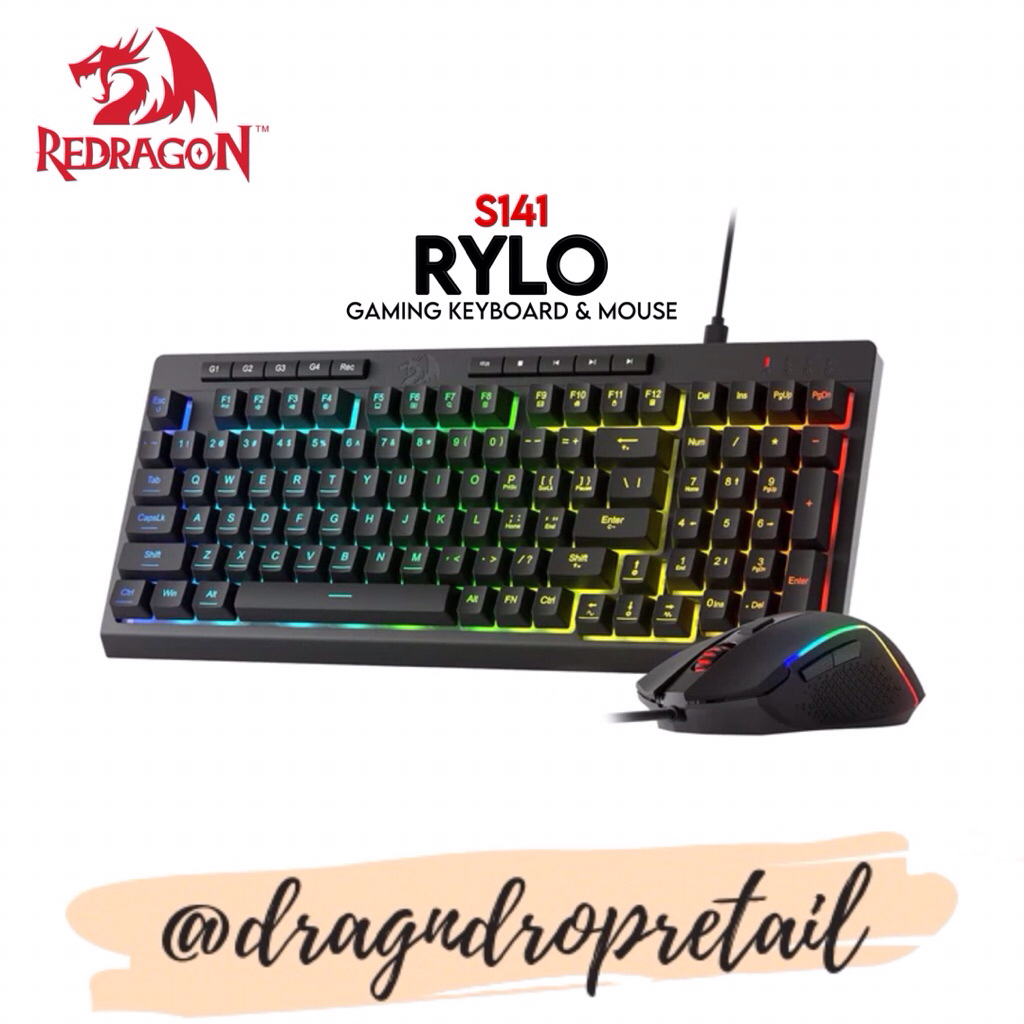 Redragon S141 RYLO RGB Gaming Keyboard & Mouse Combo, 98 Keys Wired RGB ...