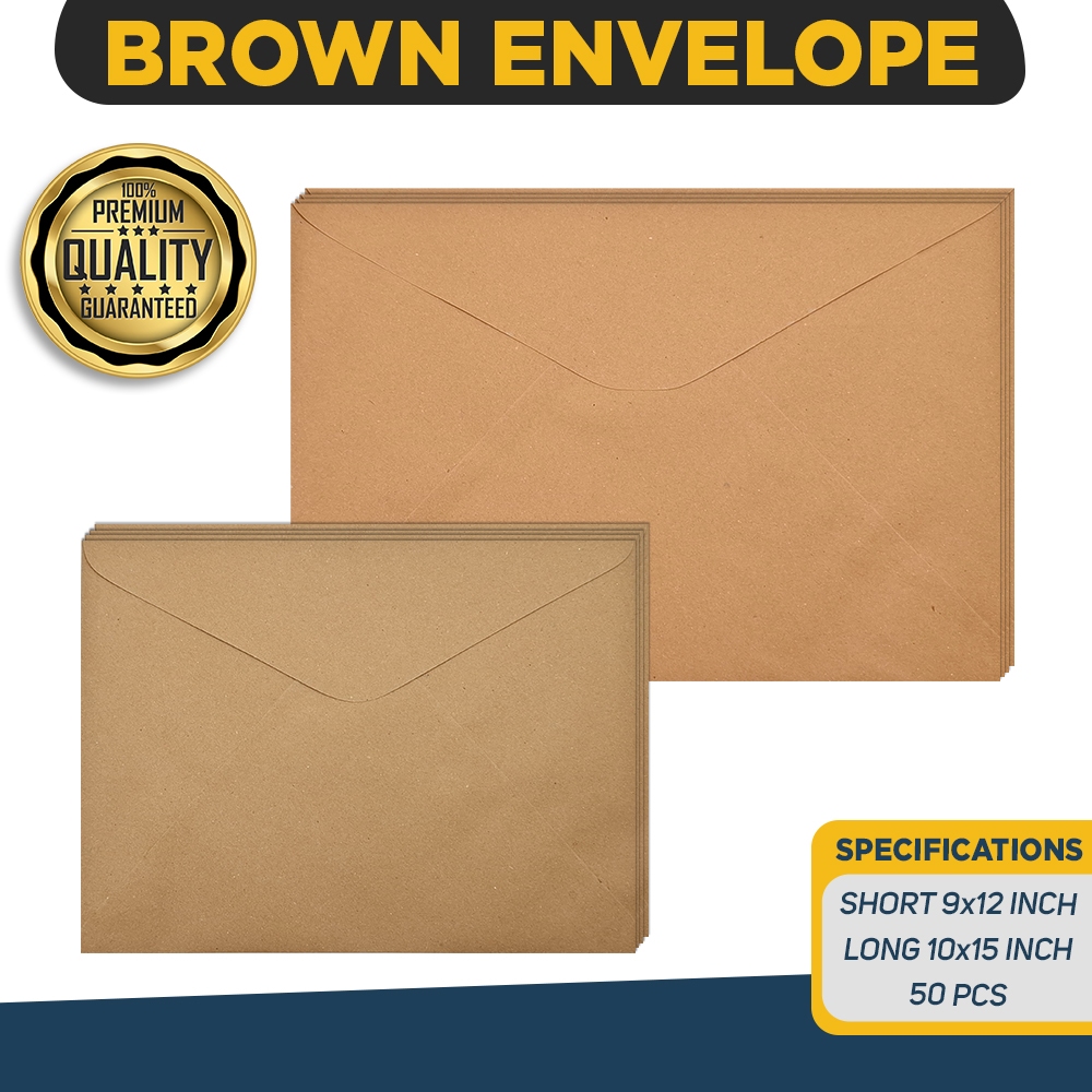 50 pcs Brown envelope kraft paper |Short | Long | | Shopee Philippines
