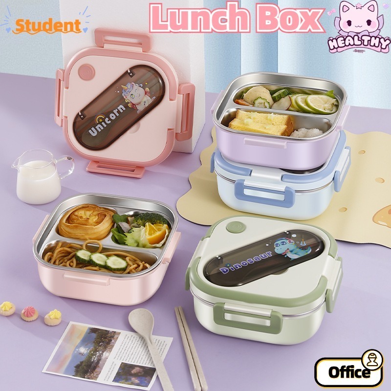 Portable Lunch Box for Kids with Spoon and Fork Office Bento Box ...