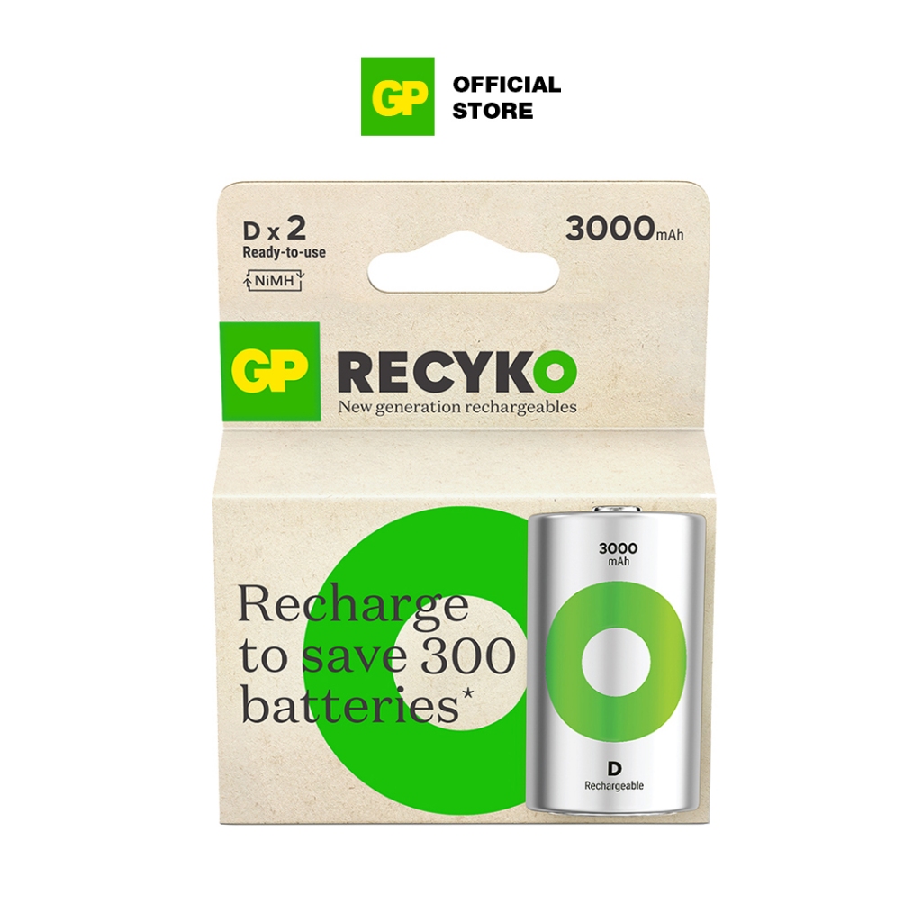 GP RECYKO D 3000MAH (2 PCS) RECHARGEABLE BATTERY | Shopee Philippines