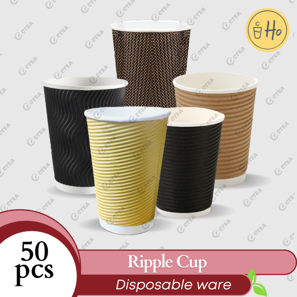 Ripple Paper Cup [50pcs]/milktea/coffee cup | Shopee Philippines