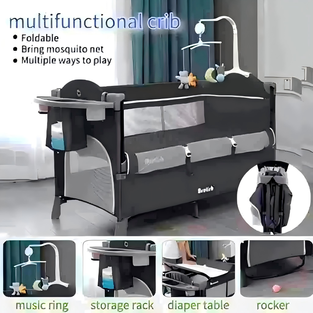 Multifunctional Liftable Stitching Co-Sleeper Crib For Baby Rocking ...